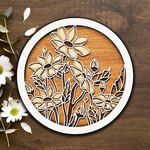 Wood Trivet Flowers — Flower Coaster SVG — Coffee Coaster CNC File ...
