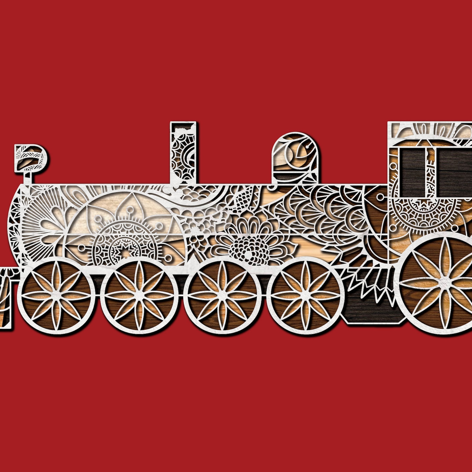 Locomotive 3D Mandala SVG, Train Multilayer SVG, Train Cut File ...