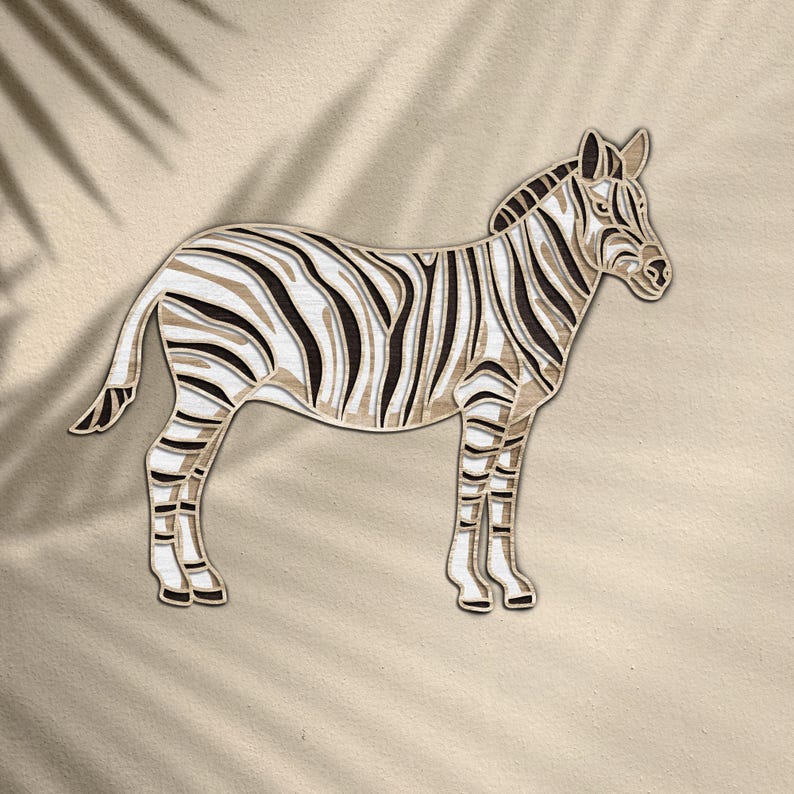 3D Zebra Mandala SVG Laser Cut File, Zebra Wall Decor, 3D Multilayer Zebra DXF File for Plywood ...