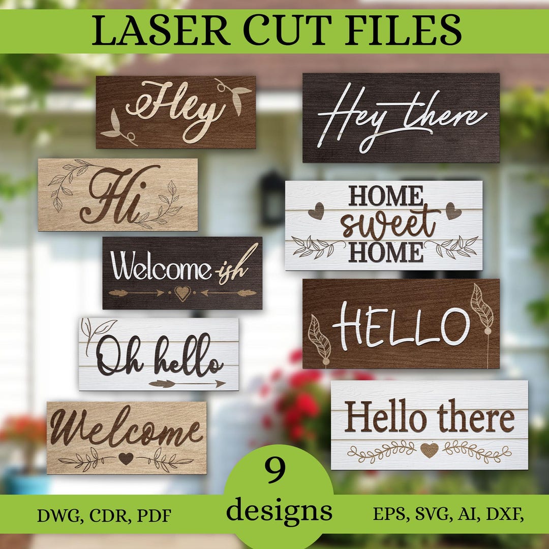 Welcome SVG Bundle, Welcome Sign Svg Hi Hey Hello Door Hanger SVG ...