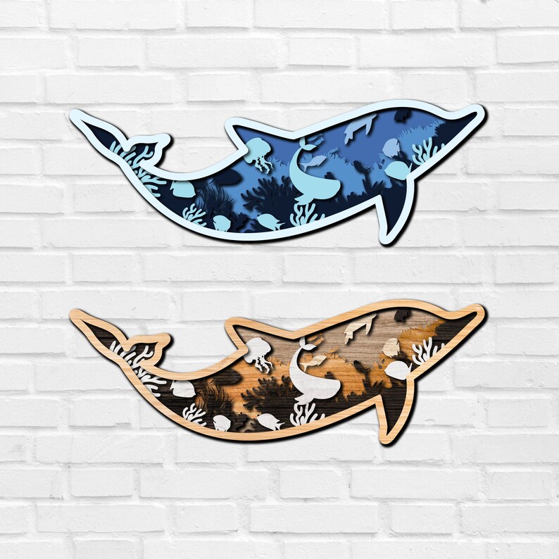 Dolphin SVG, Seabed Cut, Dolphin Laser Cutting, Layered File for ...