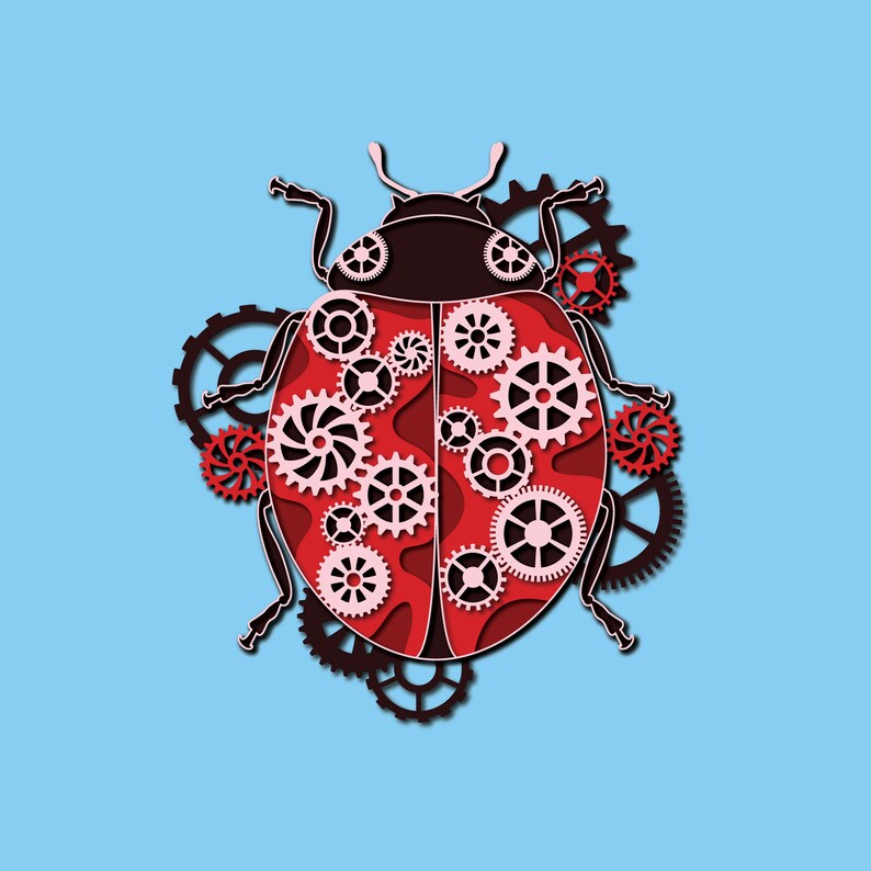 3D Ladybug Multilayer SVG, 3D Ladybug Mandala SVG, Plywood Cutting ...