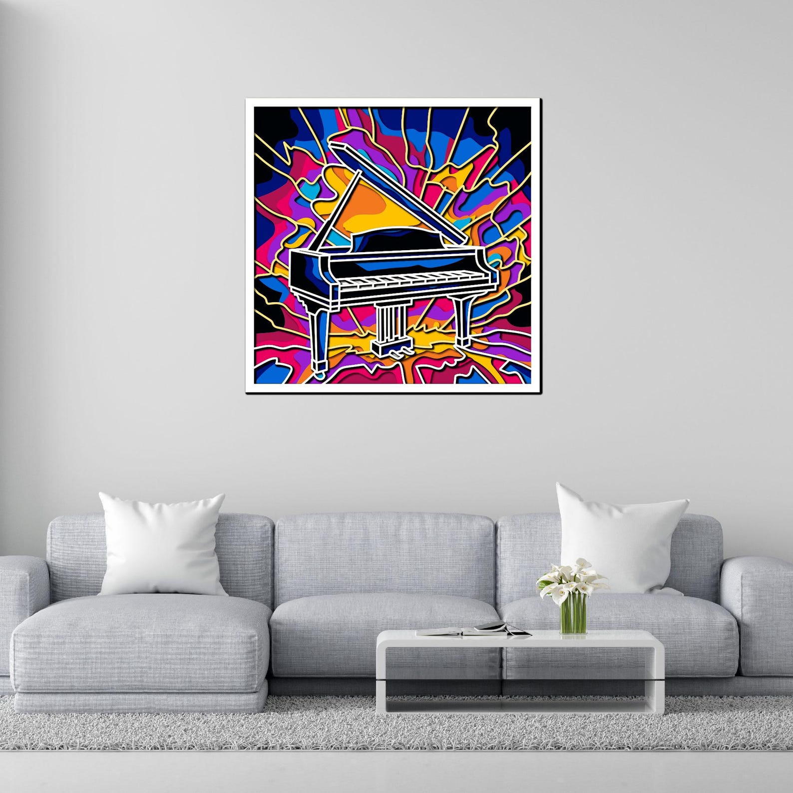 Pianoforte 3D Mandala SVG, Musical Instruments 3D Mandala DXF, Music ...