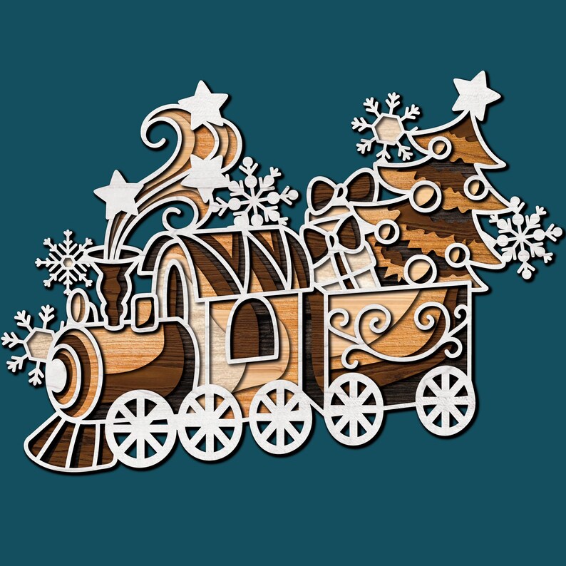 Christmas Train SVG, Train Multilayer SVG, Train Cut File, Multilayer ...