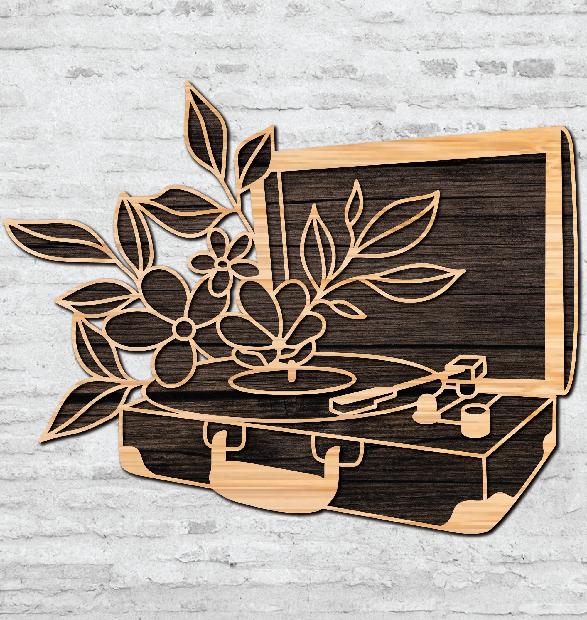 Vinyl Retro Recorder SVG Digital File, Vinyl Recorder With Flowers DXF ...