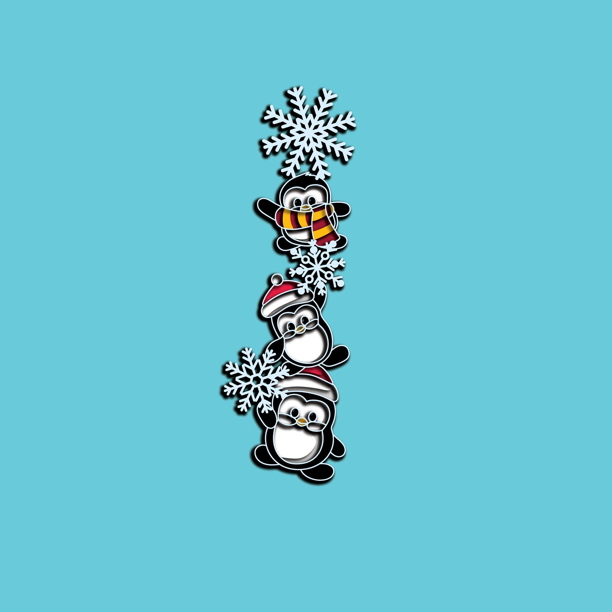 Penguins Multilayer SVG, Penguin Laser Cut, Penguin DXF, Christmas ...