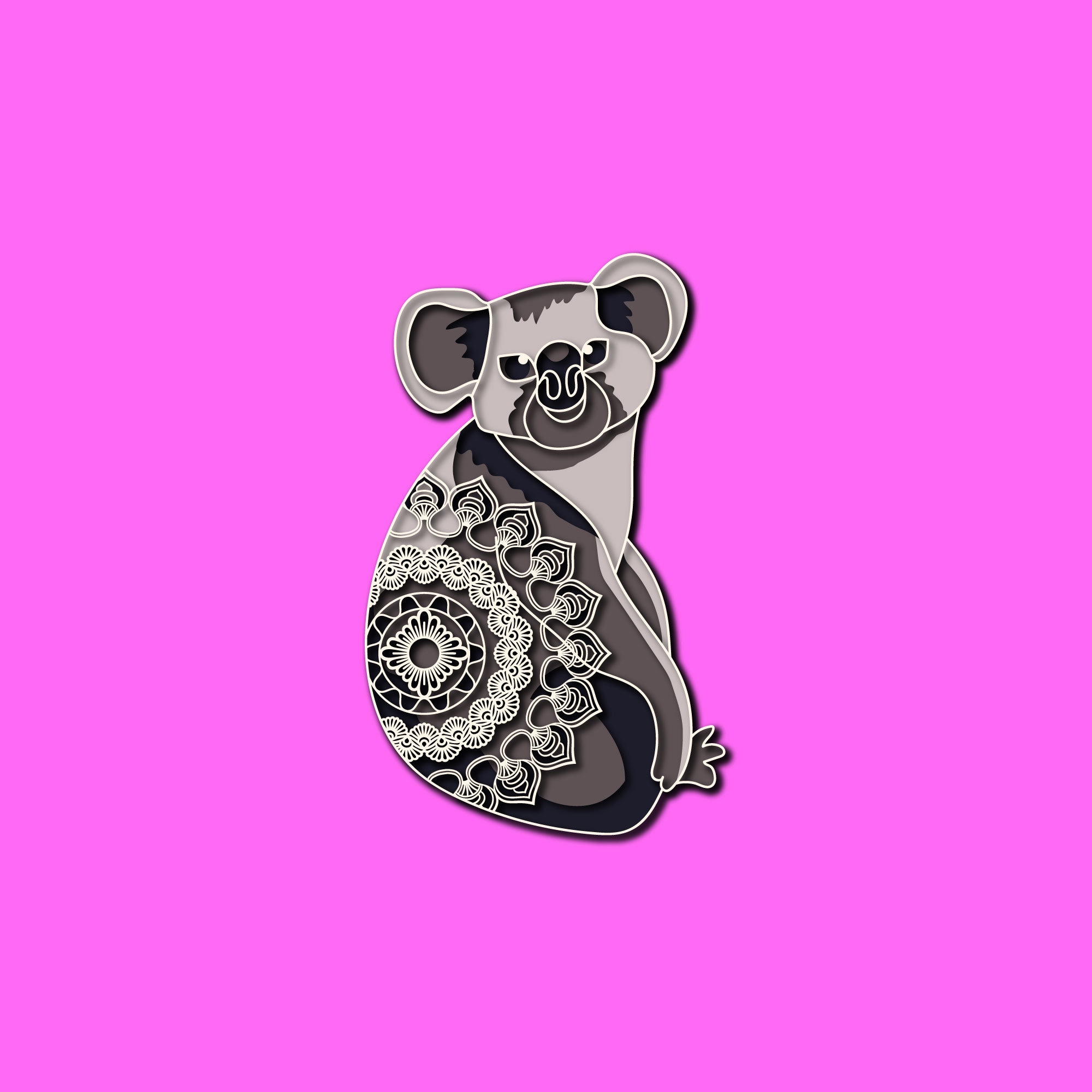 Koala Mandala SVG, Wooden Animal Mandala, Koala Multilayered DXF, Koala ...