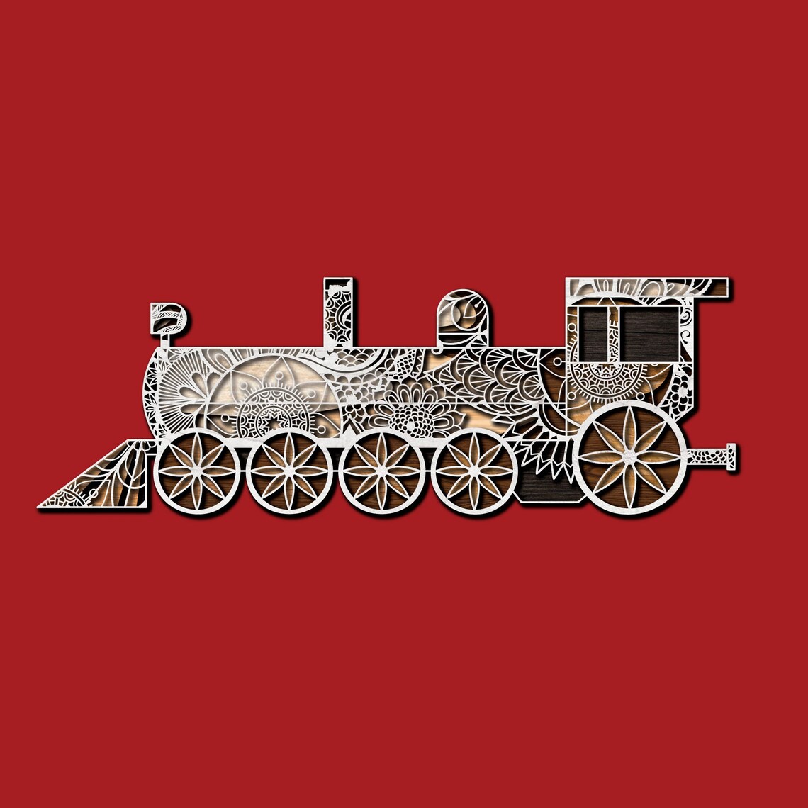 Locomotive 3D Mandala SVG, Train Multilayer SVG, Train Cut File ...