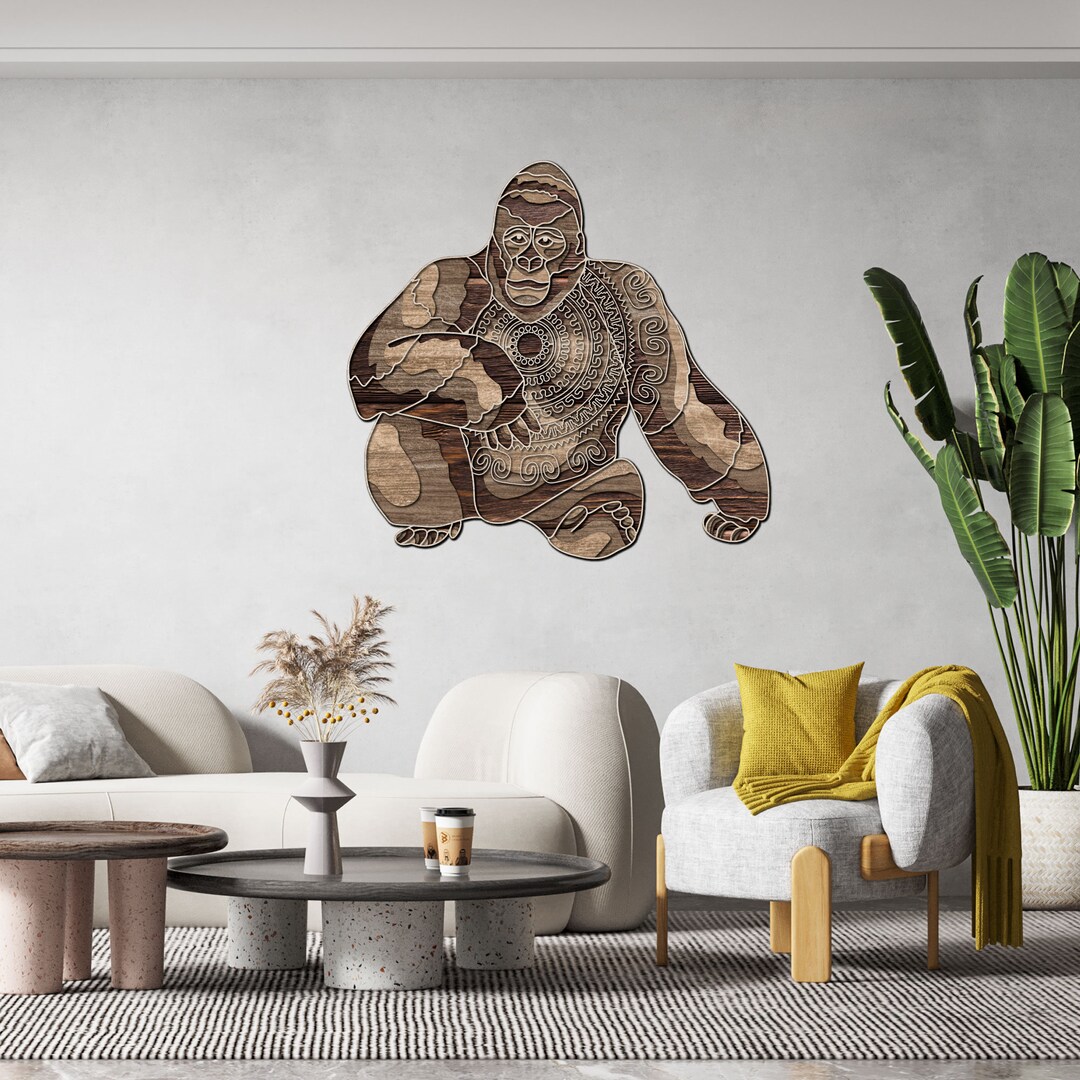 Gorilla Mandala SVG, 3D Monkey Digital File, Monkey Multilayered DXF ...