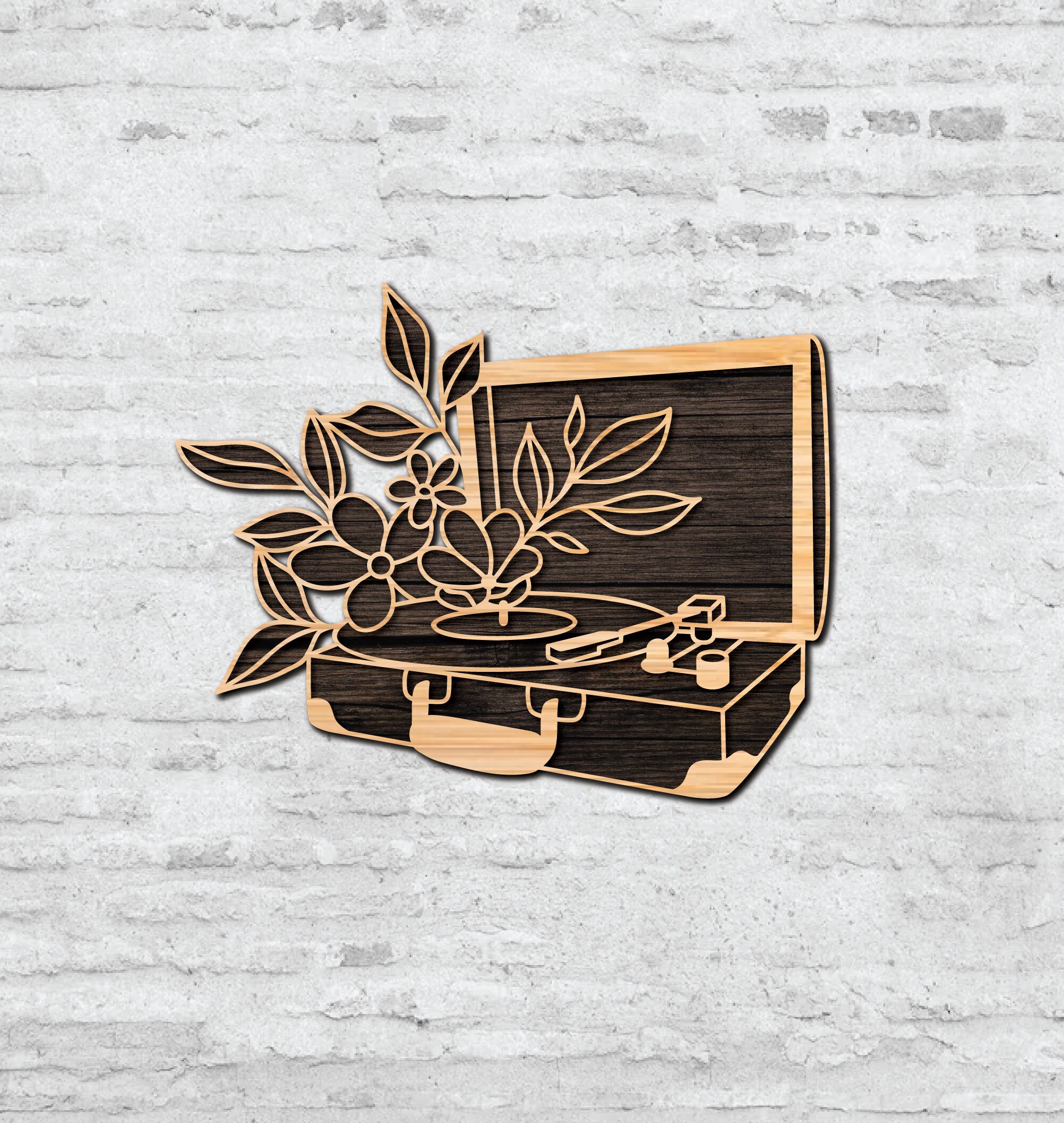 Vinyl Retro Recorder SVG Digital File, Vinyl Recorder With Flowers DXF ...