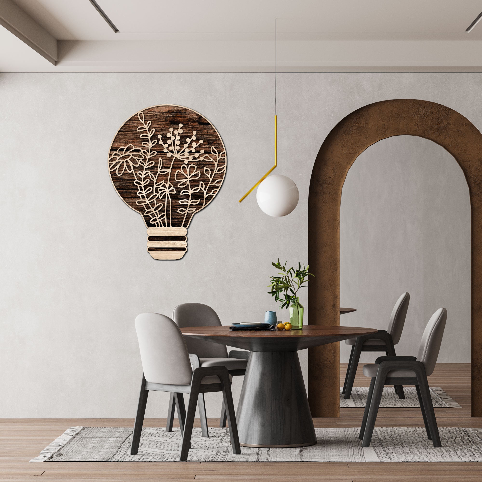 Wildflowers in Light Bulb SVG, Wildflowers Laser Cutting, Flora in ...