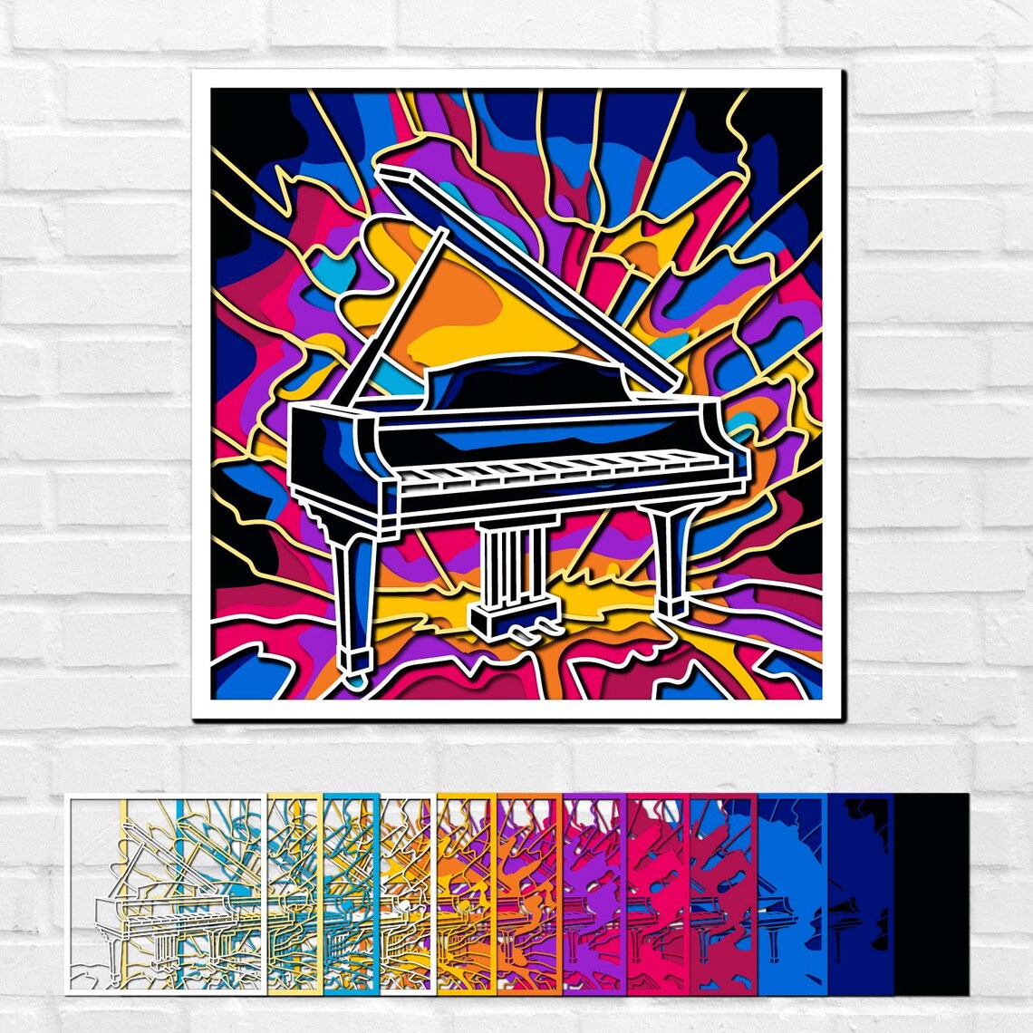 Pianoforte 3D Mandala SVG, Musical Instruments 3D Mandala DXF, Music ...