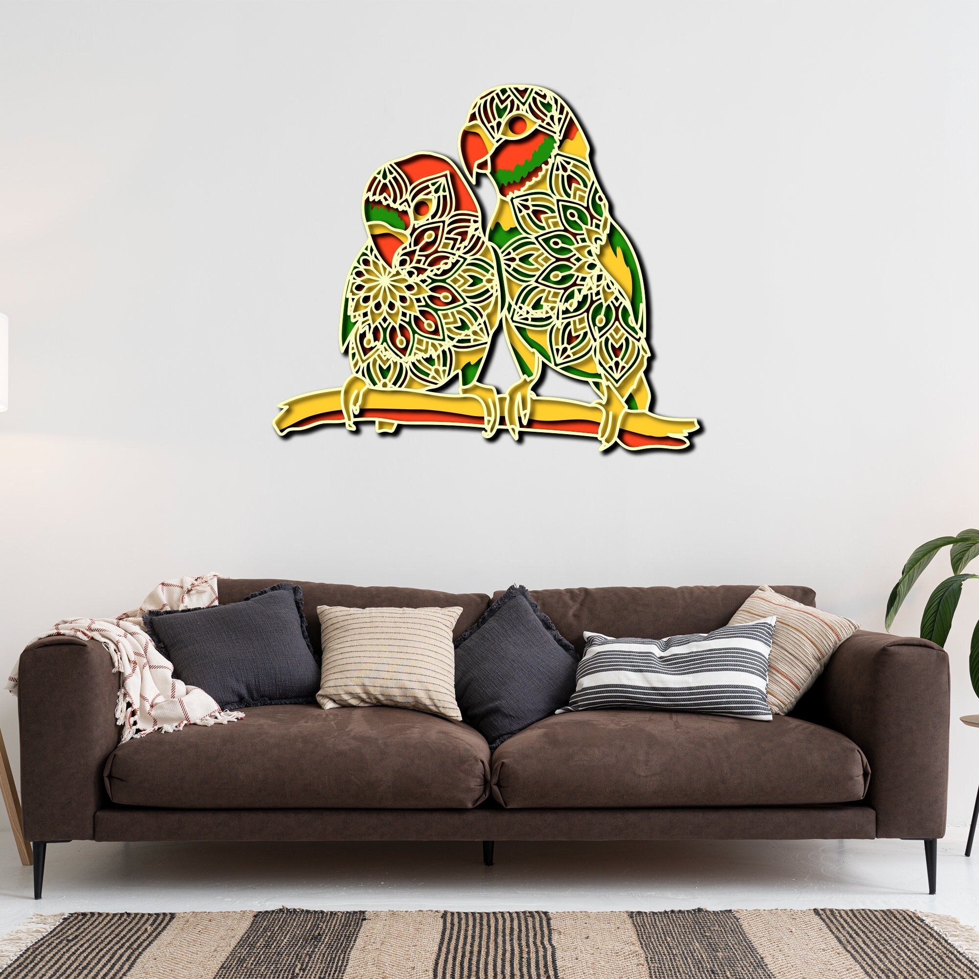 Parrots Mandala SVG, 3D Parakeets Layered, Birds Multilayered, Exotic ...