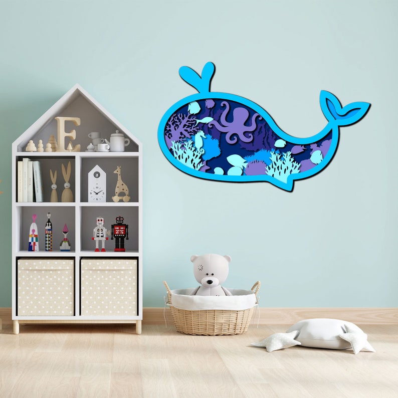 Whale SVG, 3D Whale Multilayer DXF, Whale Art Party Paint Kit Home ...