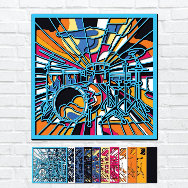 Drums 3D Mandala SVG, Musical Instruments SVG File, Drums Multilayered ...