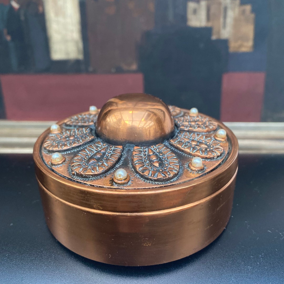 Vintage Bronze Box MCM Trinket Box With Lid Modernist Handcrafted ...