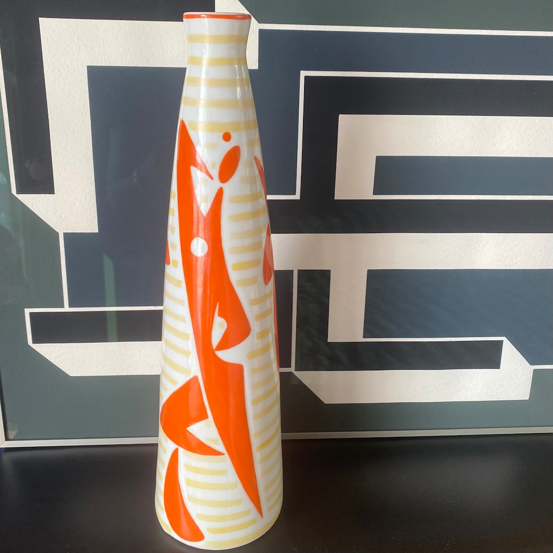 Jazz Themed Art Vaze Mid Century Modern Porcelain Floor Vase Large ...