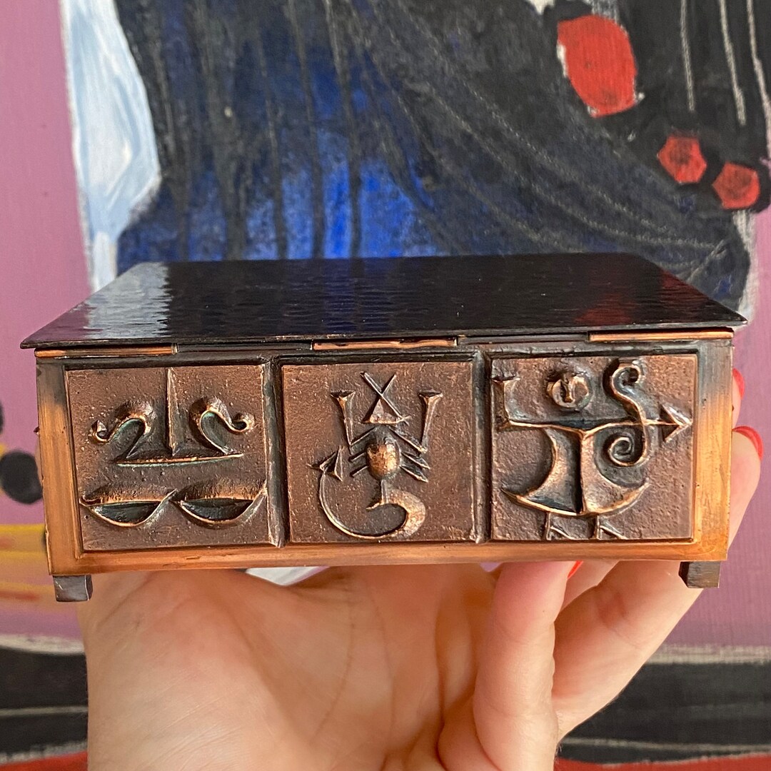 Mid-century Modern, Copper Alloy Box, Mid Century Stylized Horoscope ...