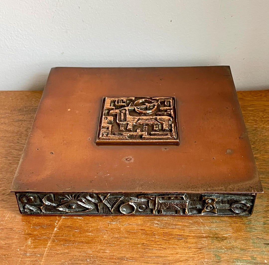Mid-century Artistic Box Vintage Bronze Metalwork Modern Industrial Art ...