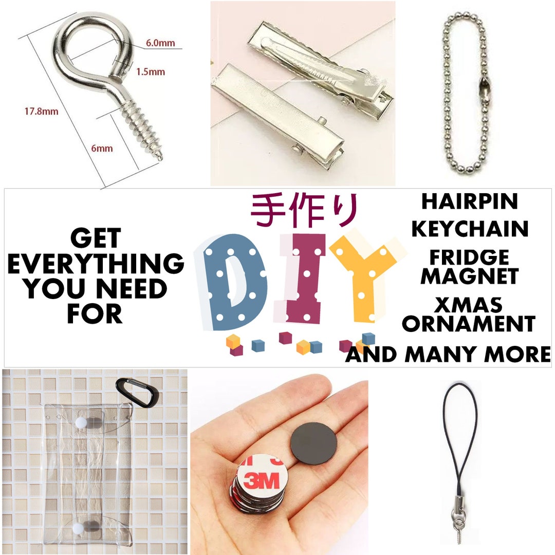 Hair Pins Ball Chain PVC Pouch Magnet Phone Strap Components for DIY ...