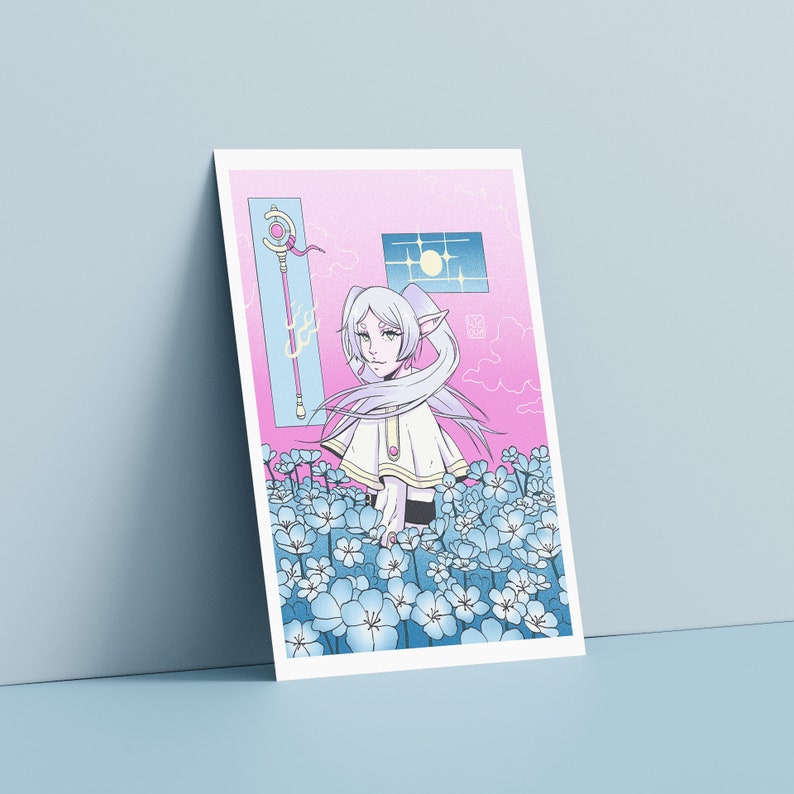 Blue Moon Weed, Frieren A5, A4, A3 Illustration Poster, Aesthetic Anime ...