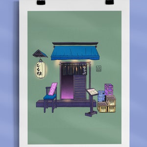 Japanese Tokyo Storefront A4 A3 Illustration Poster Print - Etsy
