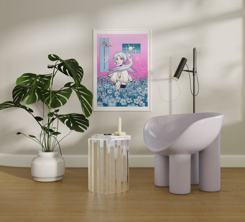 Blue Moon Weed, Frieren A5, A4, A3 Illustration Poster, Aesthetic Anime ...