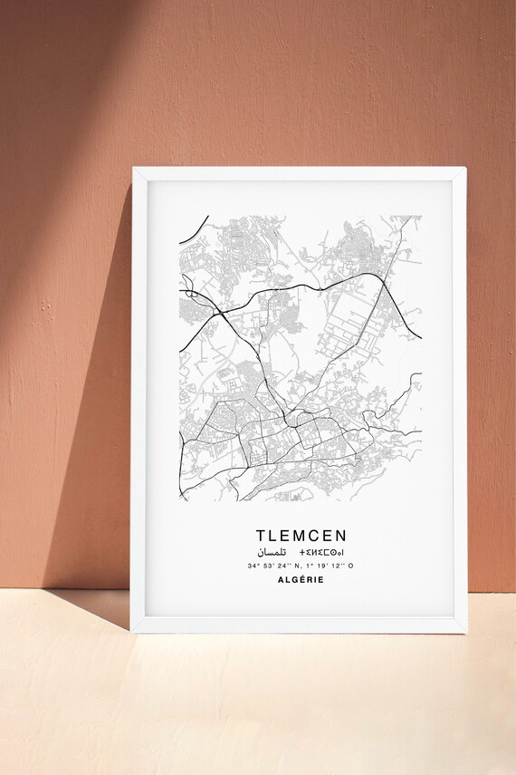 Poster Poster Map of the City of Tlemcen algeria Arabic - Etsy