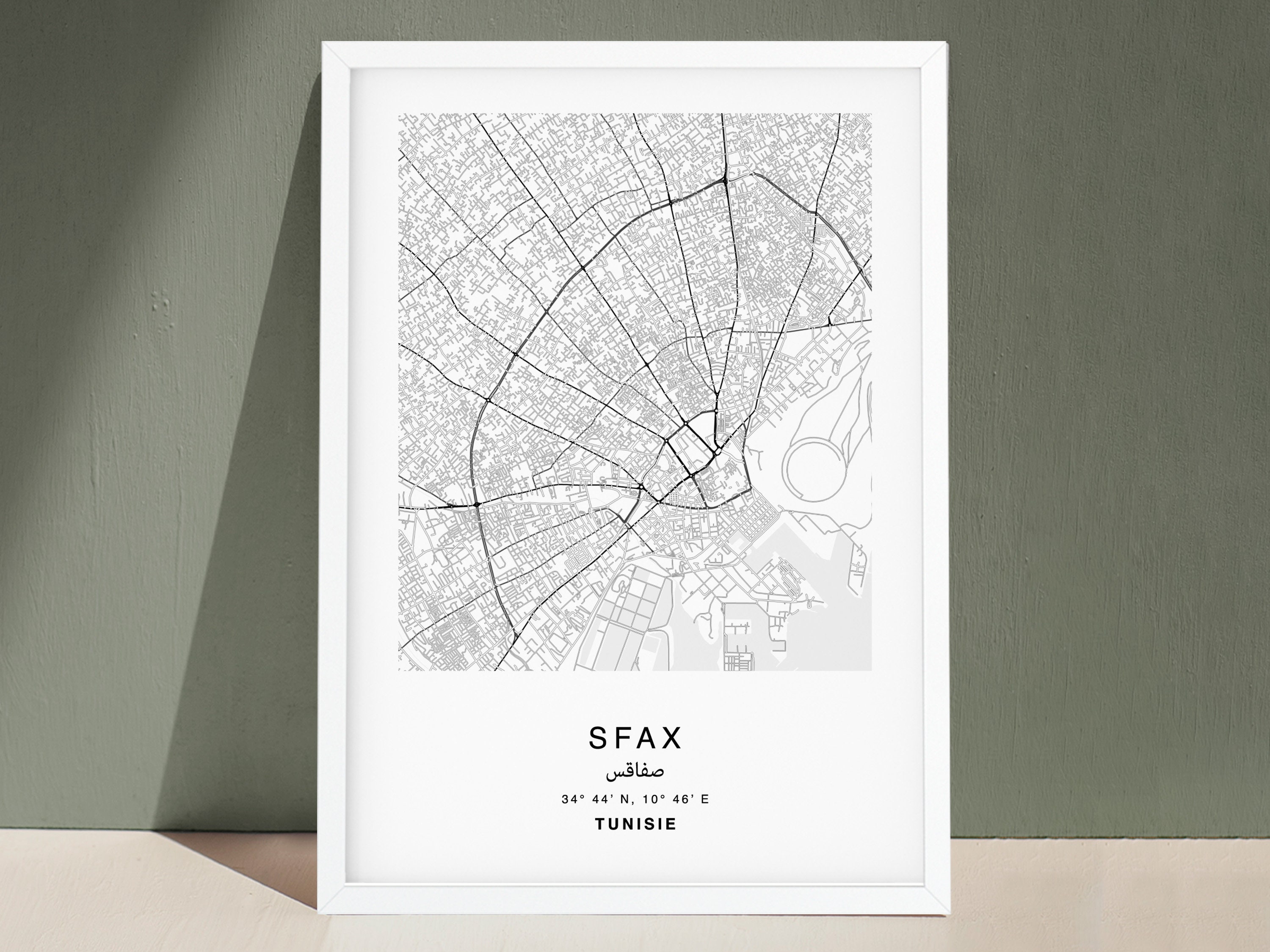 Poster Poster Map of the City of Sfax tunisia Arabic Calligraphy Eid ...