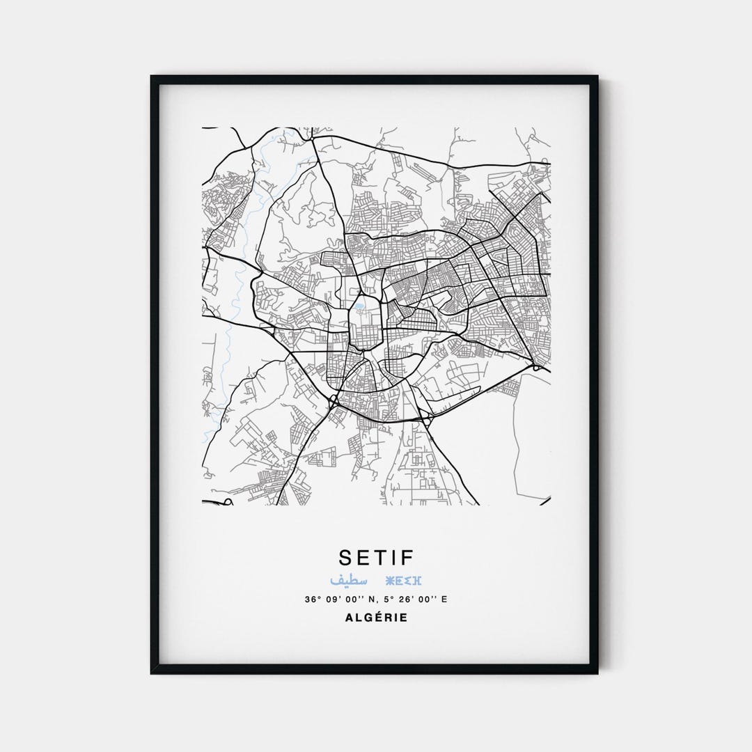 Poster Print Map of the City of Setif algeria Arabic and Berber ...