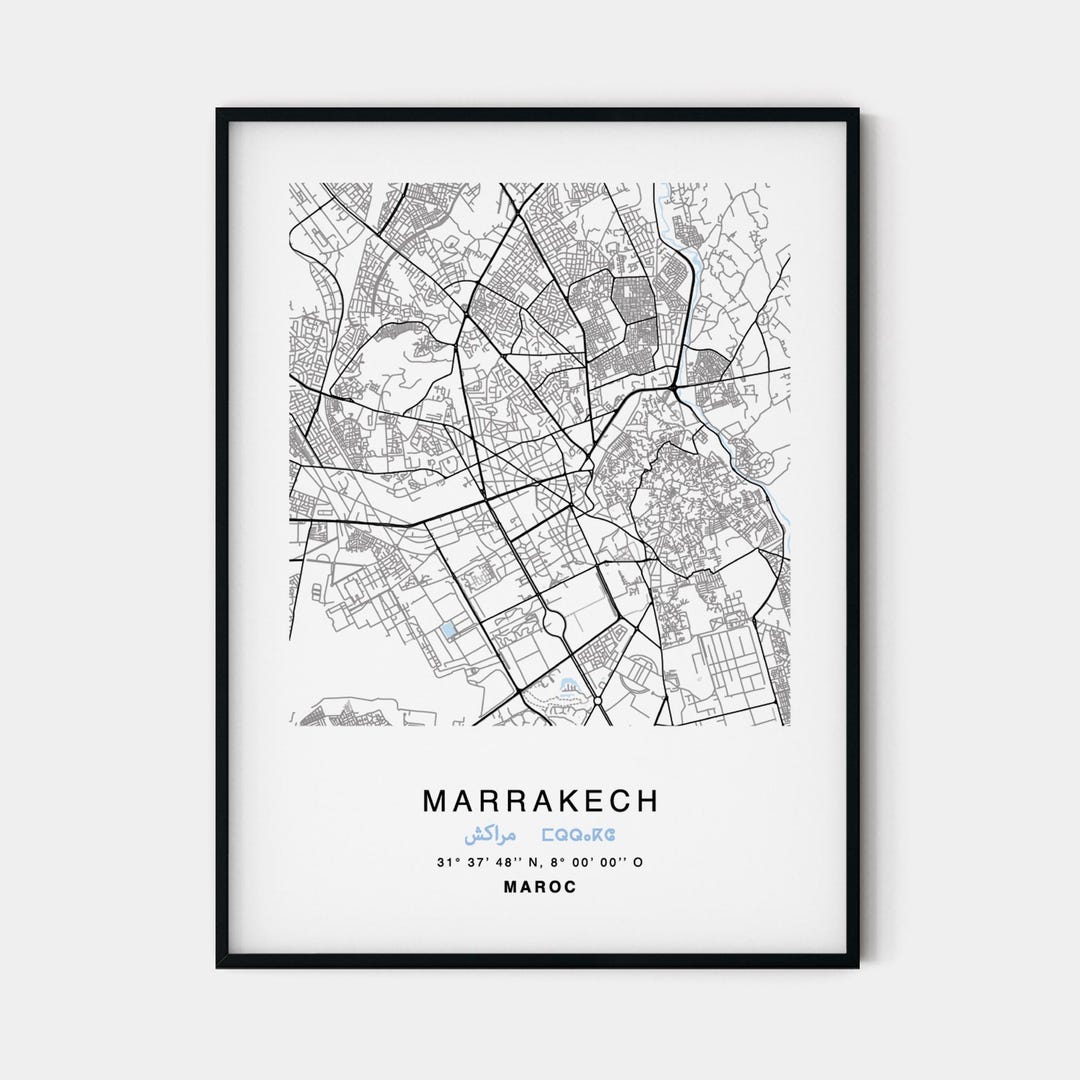 Poster Print Map of the City of Marrakech morocco Arabic and Berber ...
