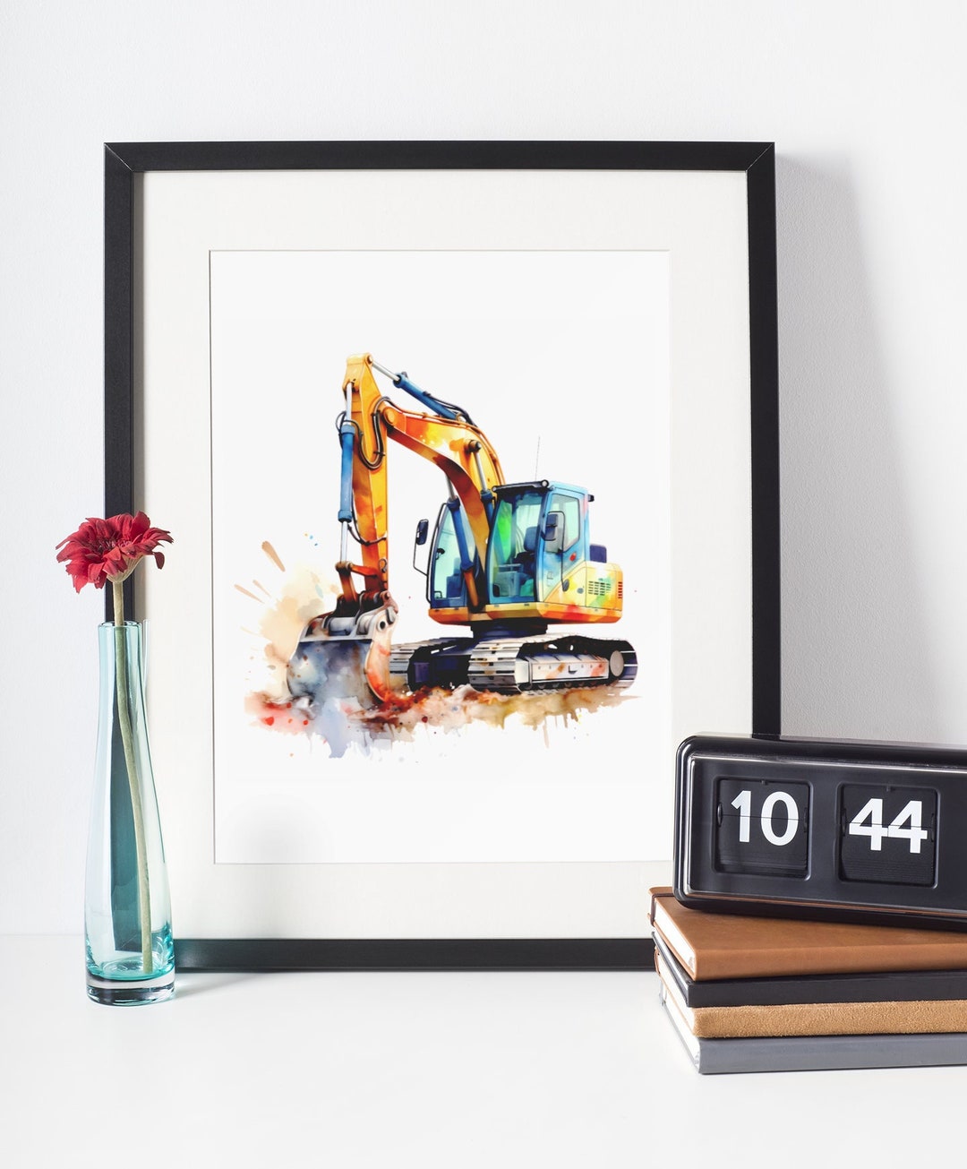 Construction Digger, Excavator digital Art Printable Wall Art, Kids ...