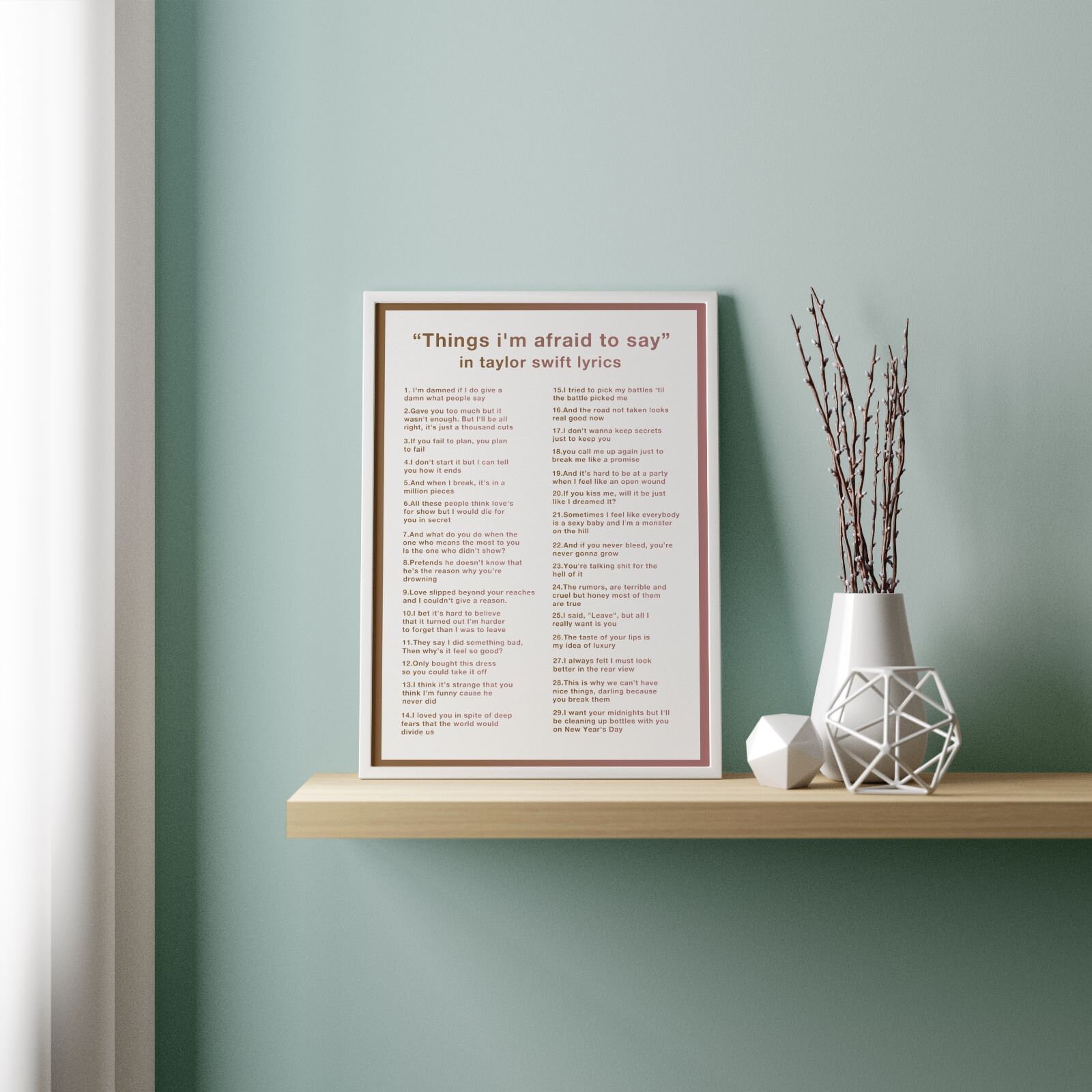 AFFIRMATIONS in Taylor Swift Lyrics DIGITAL Taylor Swift Poster Swiftie ...