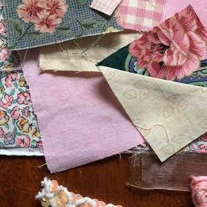 PINK Slow Sewing Stitching Fabric Notions Buttons Ribbons Floss Thread ...