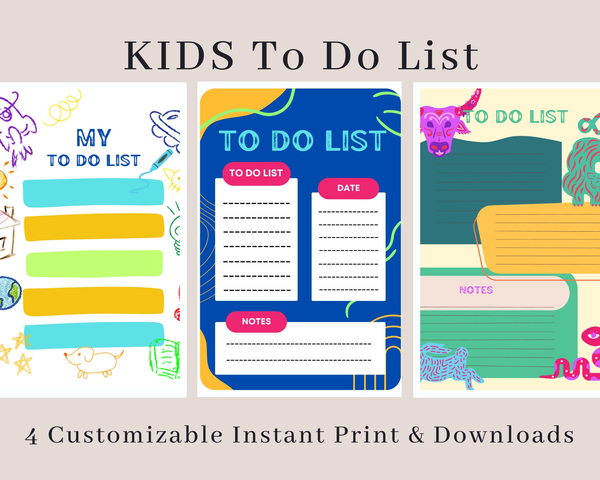 KIDS TO DO List, Printable Pdf or Digital Editable Blank to Do List ...