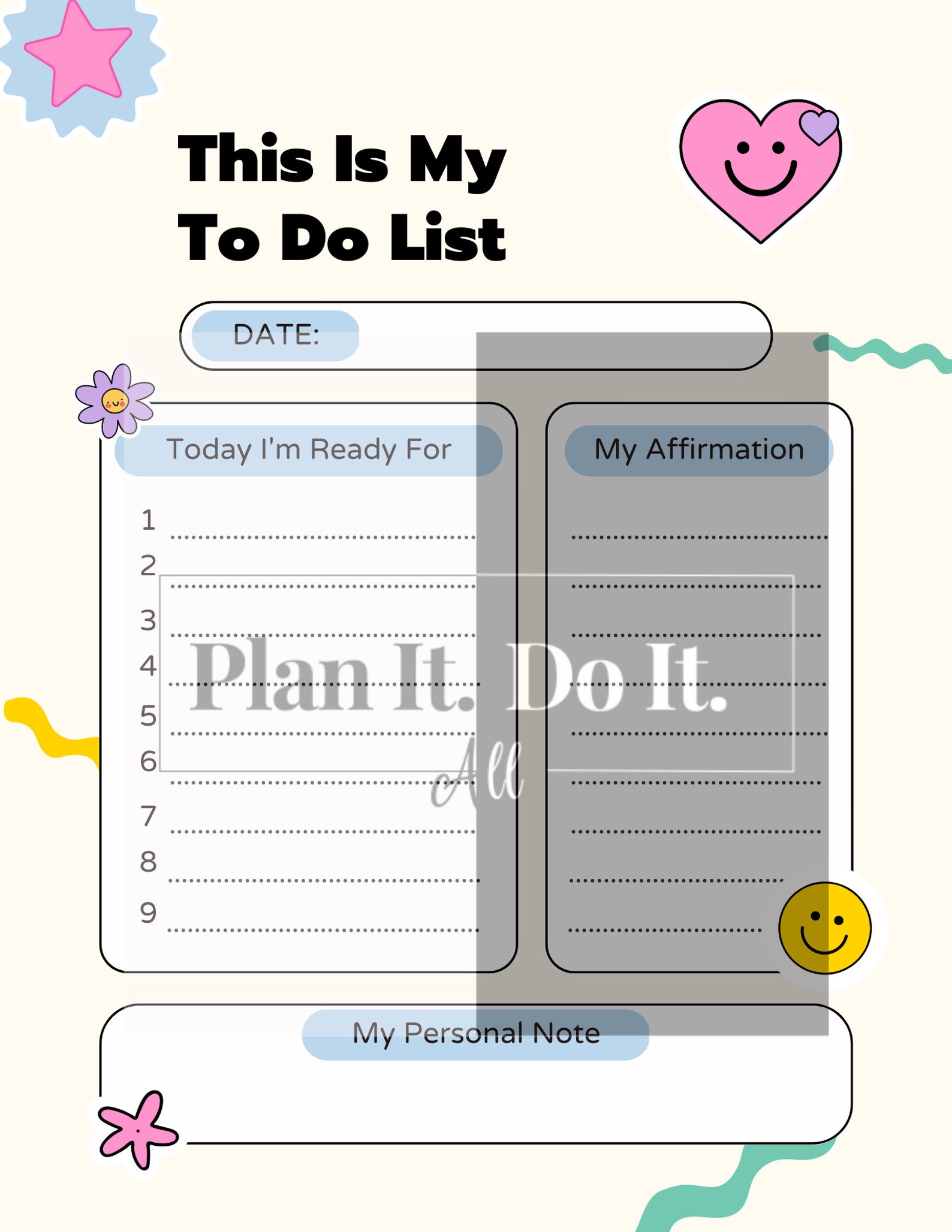 KIDS TO DO List, Printable Pdf or Digital Editable Blank to Do List ...
