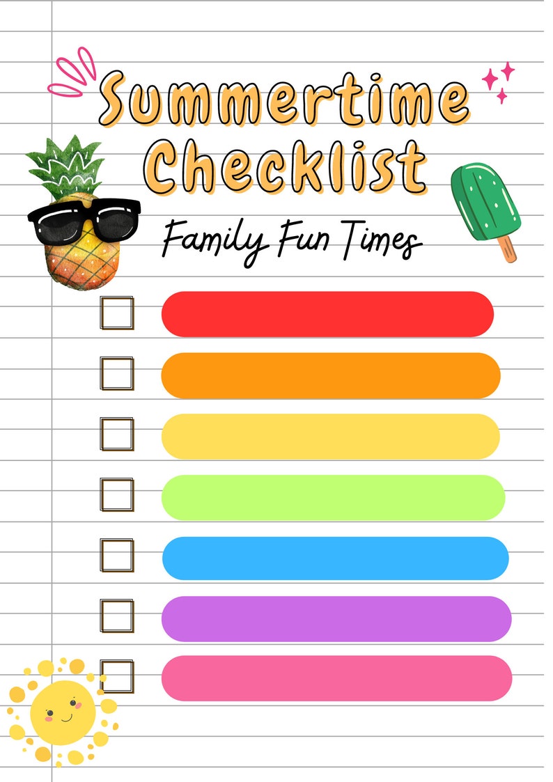 SUMMER Bucket List, Printable Pdf or Digital Editable Blank to Do List ...