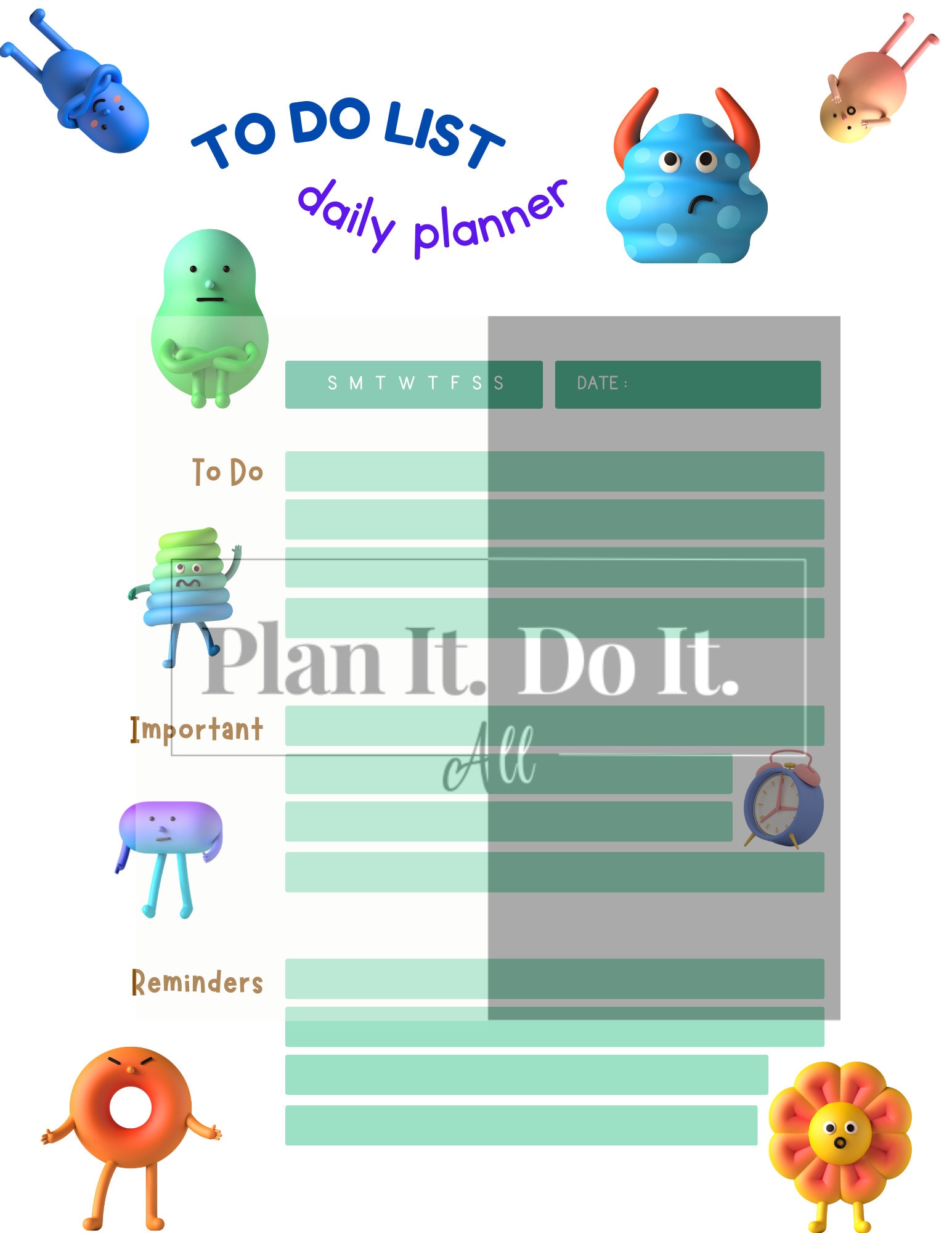 KIDS TO DO List, Printable Pdf or Digital Editable Blank to Do List ...