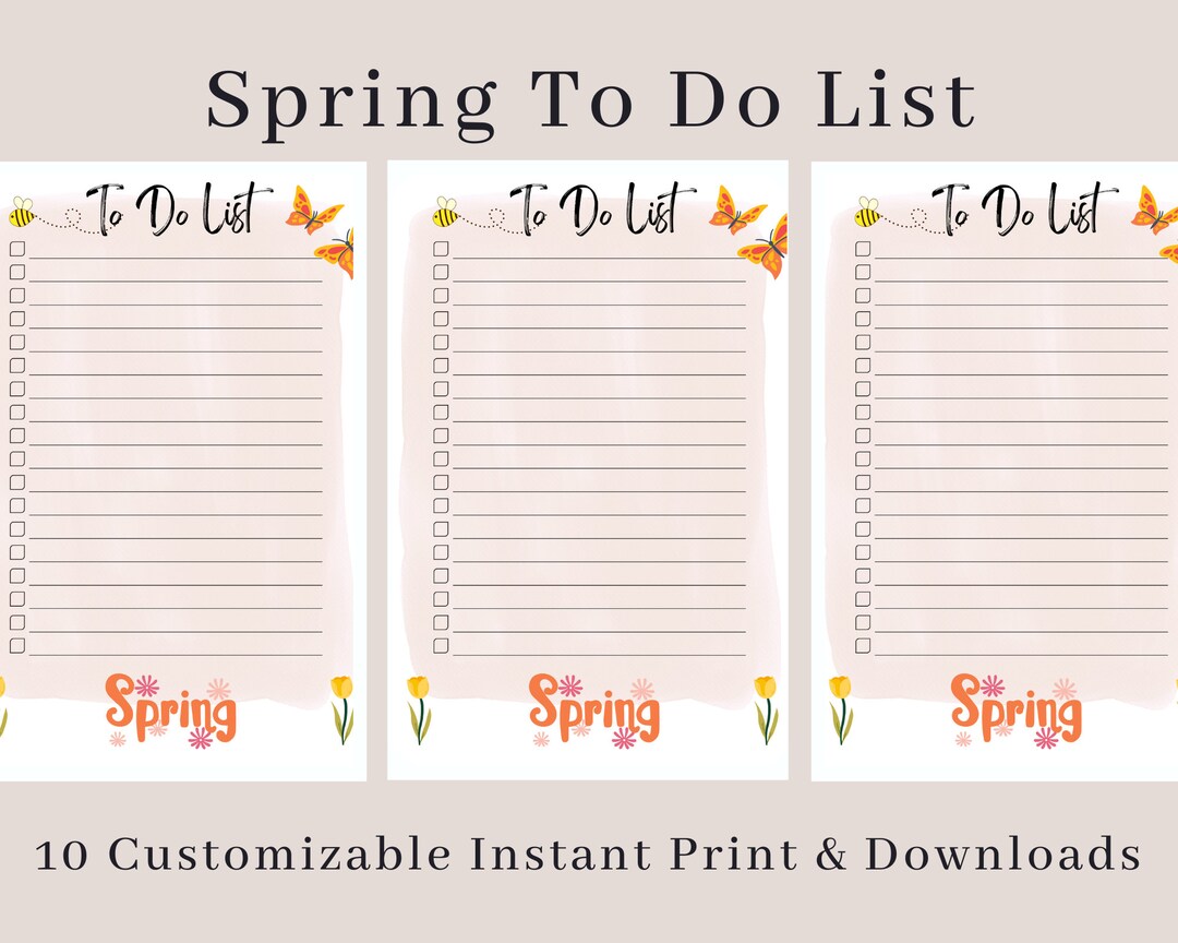 SPRING to Do List, Printable Pdf or Digital Download Checklist, to Do ...