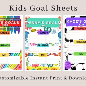 KIDS GOALS for 2023, Printable Pdf or Digital Download, Customizable ...