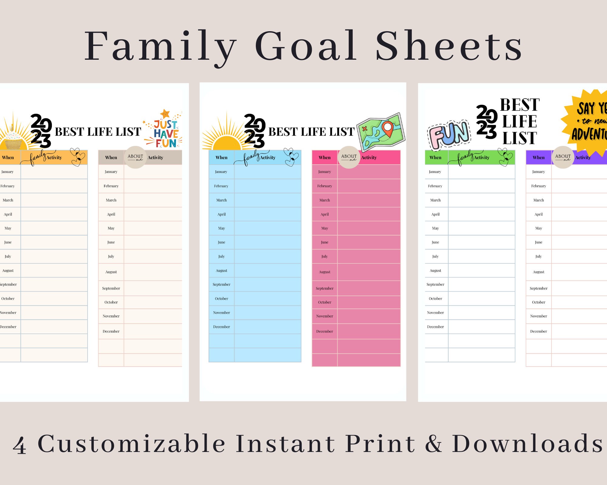 FAMILY GOALS for 2023, Printable Pdf or Digital Download, Customizable ...