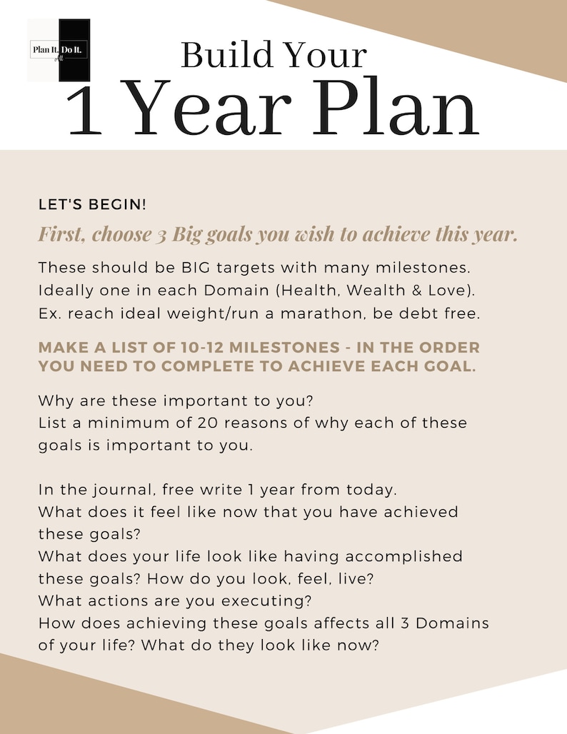 GOALS PLAN for Any Year, Printable Pdf or Digital Download ...