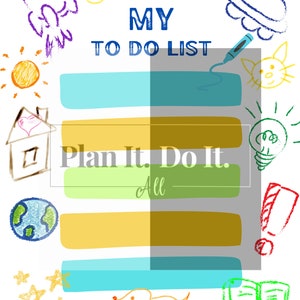 KIDS TO DO List, Printable Pdf or Digital Editable Blank to Do List ...