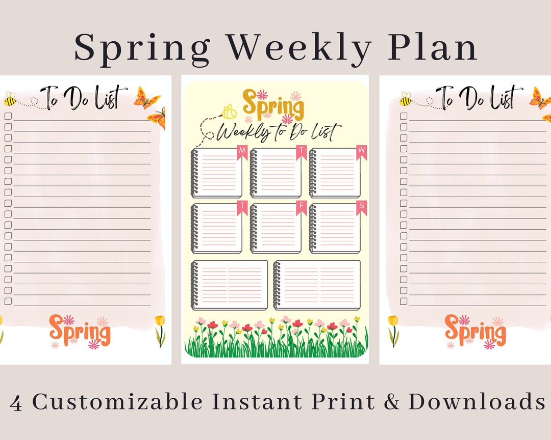 SPRING Weekly to Do List, Printable Pdf or Digital Download, Priorities ...