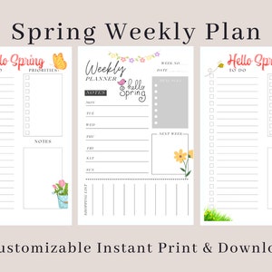 SPRING Weekly to Do List, Printable Pdf or Digital Download, Priorities ...