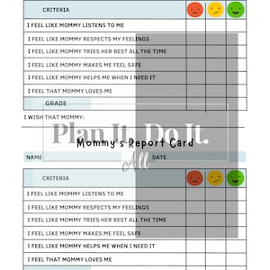 PARENT Report Card for KIDS, Communication Tool, Printable Template or ...