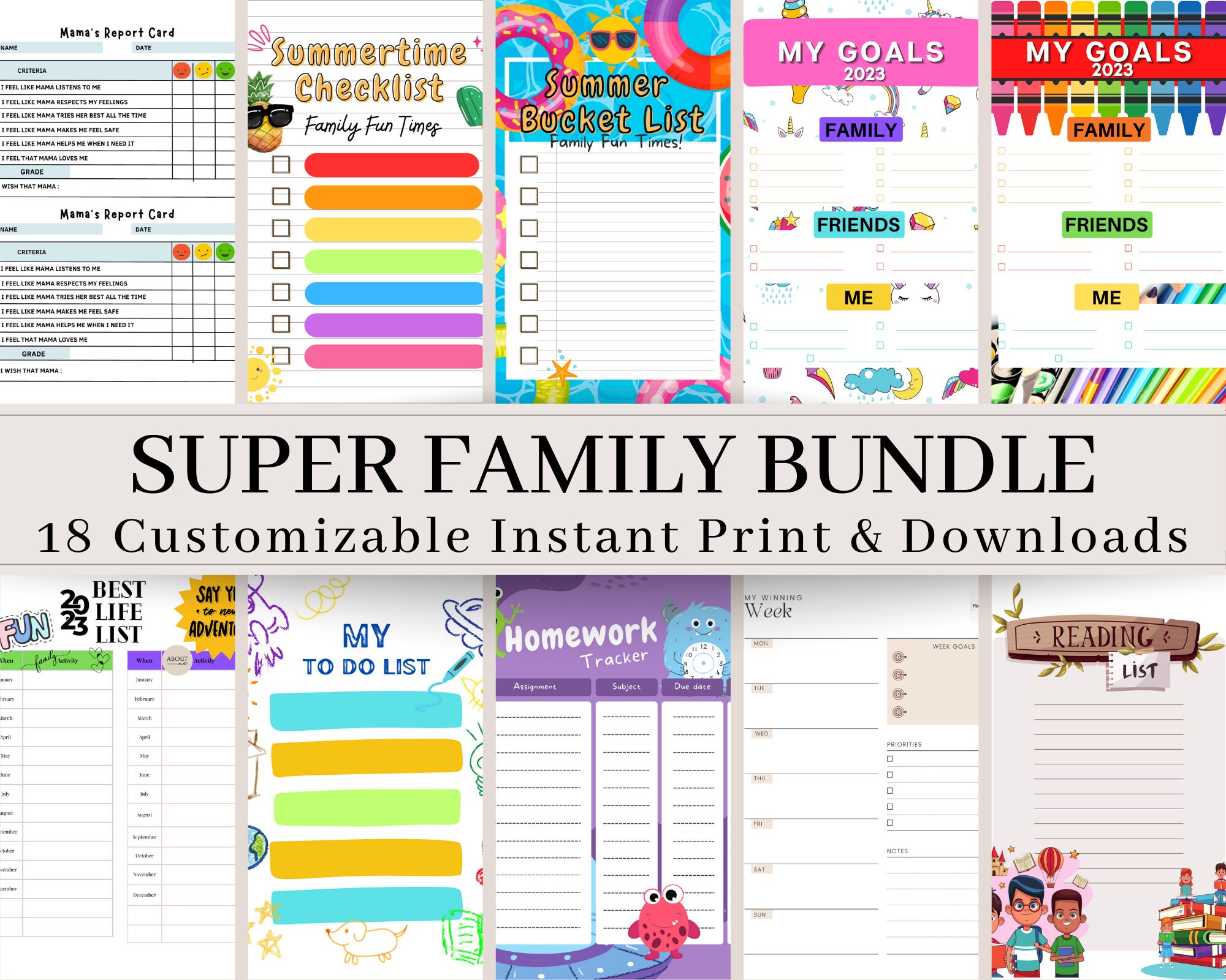 Super Family BUNDLE, Printable Pdf or Digital Editable Files, Customize ...