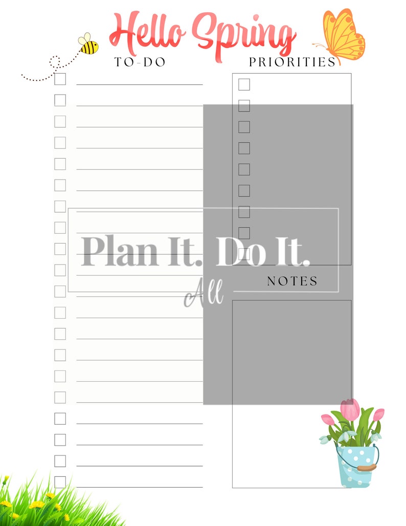SPRING Weekly to Do List, Printable Pdf or Digital Download, Priorities ...