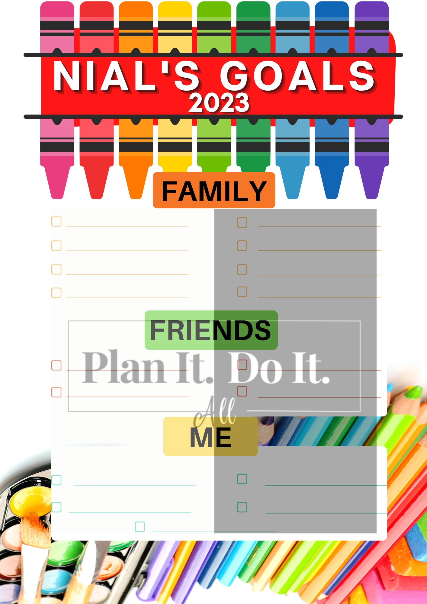 KIDS GOALS for 2023, Printable Pdf or Digital Download, Customizable ...
