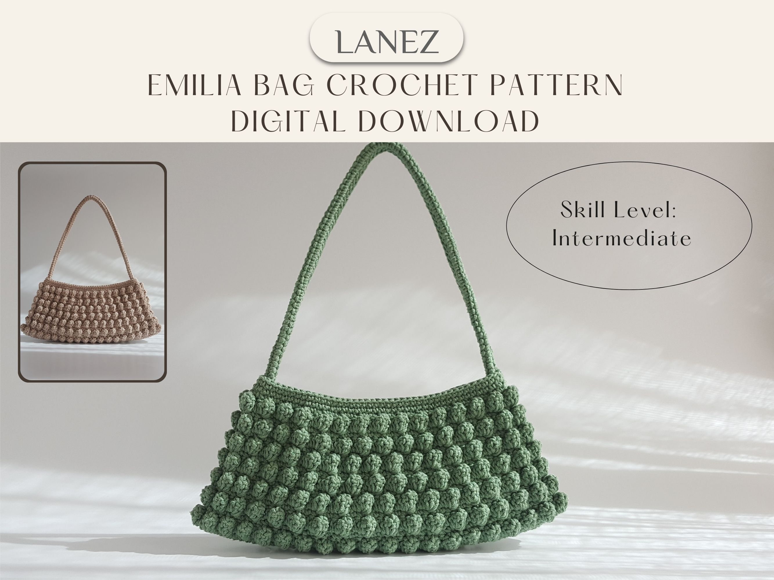 Crochet PATTERN, Emilia Baguette Bag Pattern, Small Handbag Tutorial ...